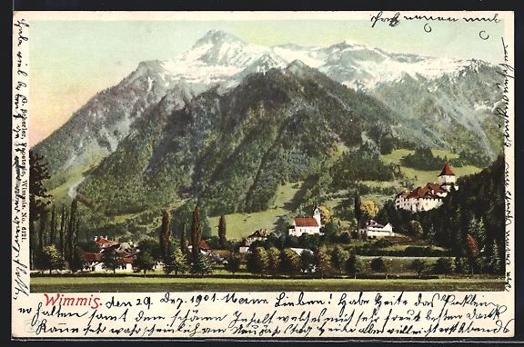 AK Wimmis, Ortsansicht mit Bergen, 1901 (Antik) in Berlin für CHF 6 ...