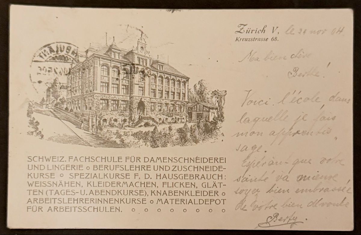 AK „Schweiz. Fachschule für Damenschneiderei … Zürich 1904 (Gebraucht ...