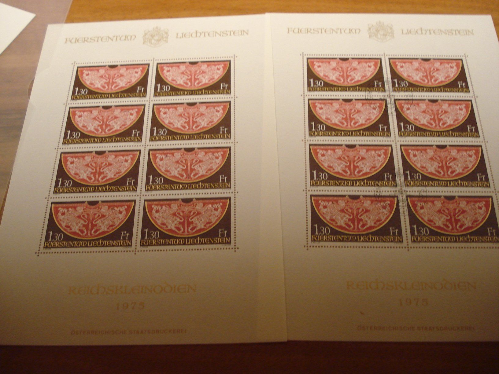 Liechtenstein, 1975, Bogen Reichskleinodien, ** + ET-o (Gebraucht) in Niederwil AG für CHF 2.3 ...