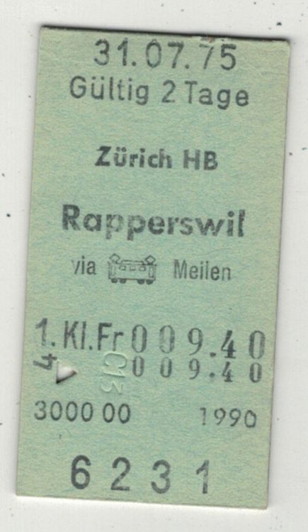 Billet SBB-CFF / Zurich-Rapperswil (Gebraucht) in La Tour-de-Peilz für CHF 1 – mit Lieferung auf ...