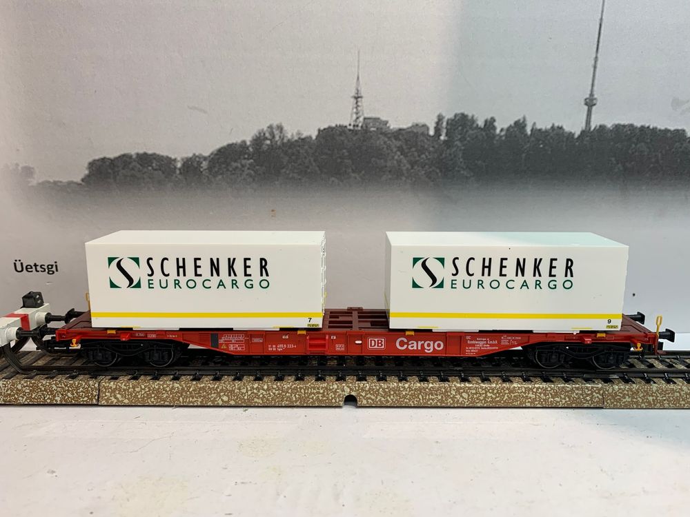 Märklin 47077 Set mit 2 Tragwagen Sgns Schenker WS/AC (Gebraucht) in ...