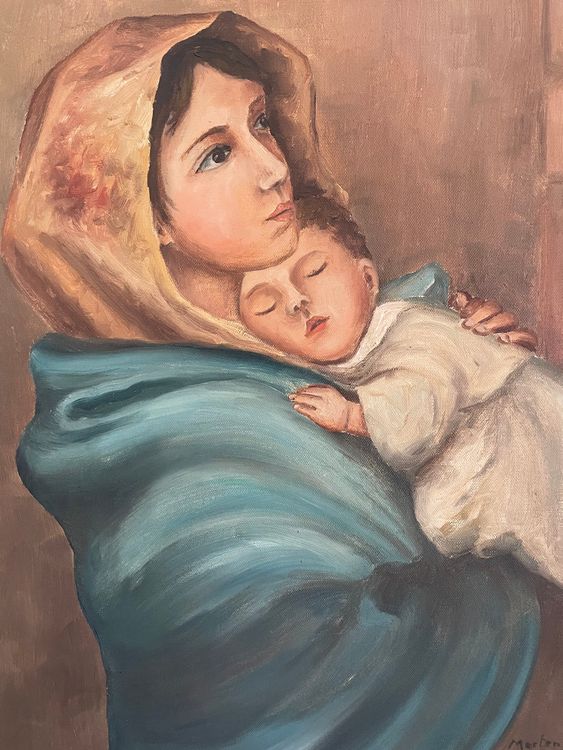 Ölbild Mutter mit Kind Hans Mertens 1906-1944 sakral Sammler (Gebraucht ...