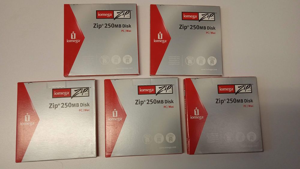 Iomega Zip 250MB Disketten, PC/Mac, 5 Stk., Ungeöffnet, OVP (Neu und ...