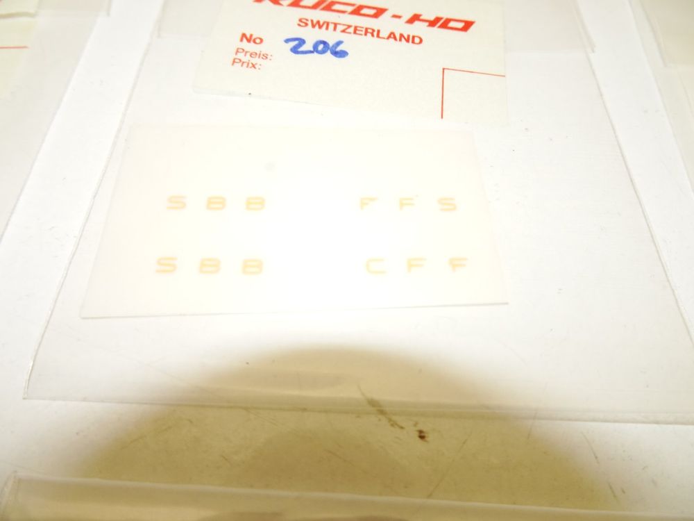 8 RUCO Bögen Schiebebilder Decals SBB CFF FFS Nr. 206 (Neu (gemäss ...
