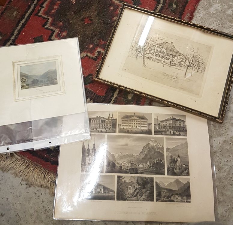 Orig. Radierung plus glarus u brienz stiche (Gebraucht) in Weite für ...