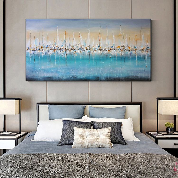 See Landschaft mit Boote Ölgemälde Handmade 70x140cm (Neu und originalverpackt) in Widnau für ...