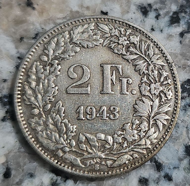 Seltene 2 Franken Münze von 1943 – Sammlerstück mit Wert (Gebraucht) in Urnäsch für CHF 5 – mit ...