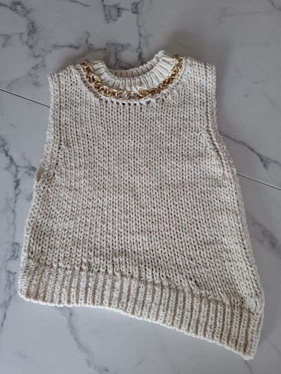 Top Zara, grob gestrickt mit goldener Kette, Gr. M (Gebraucht) in ...