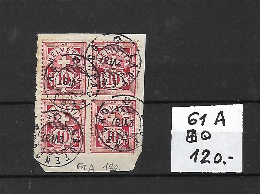 Ziffermuster 10 Rp. 1882, Viererblock (Gebraucht) in Reinach BL für CHF 5 – mit Lieferung auf ...