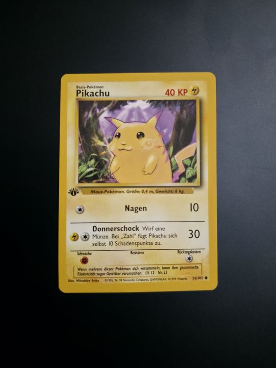 Pikachu 1st Edition Deutsch Pokemon Base Set Boosterfrisch (Neu (gemäss ...