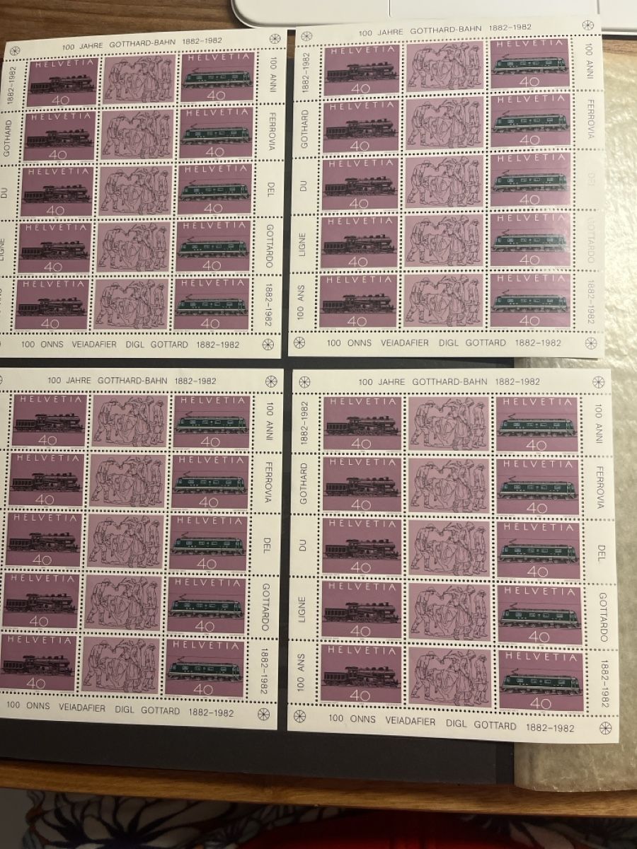 4mal Kleinbogen 100 Jahre Gotthard-Bahn (Gebraucht) in Root für CHF 18 ...