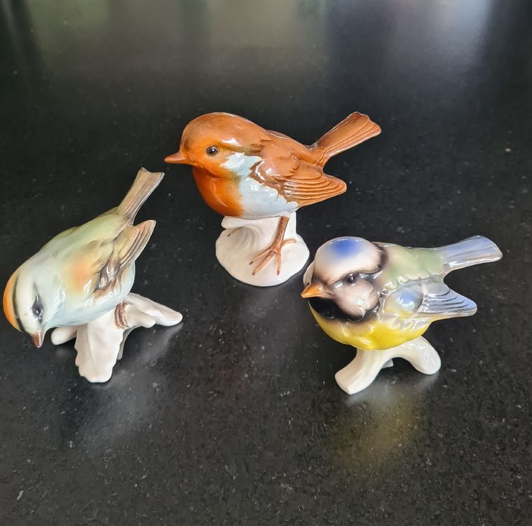 Goebel Porzellanfiguren: Rotkehlchen Blaumeise Goldhähnchen | Kaufen ...