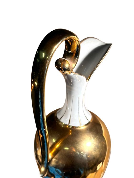 MID-CENTURY MODERN ITALIAN CERAMIC gold hand painted JUG (Gebraucht) in ...