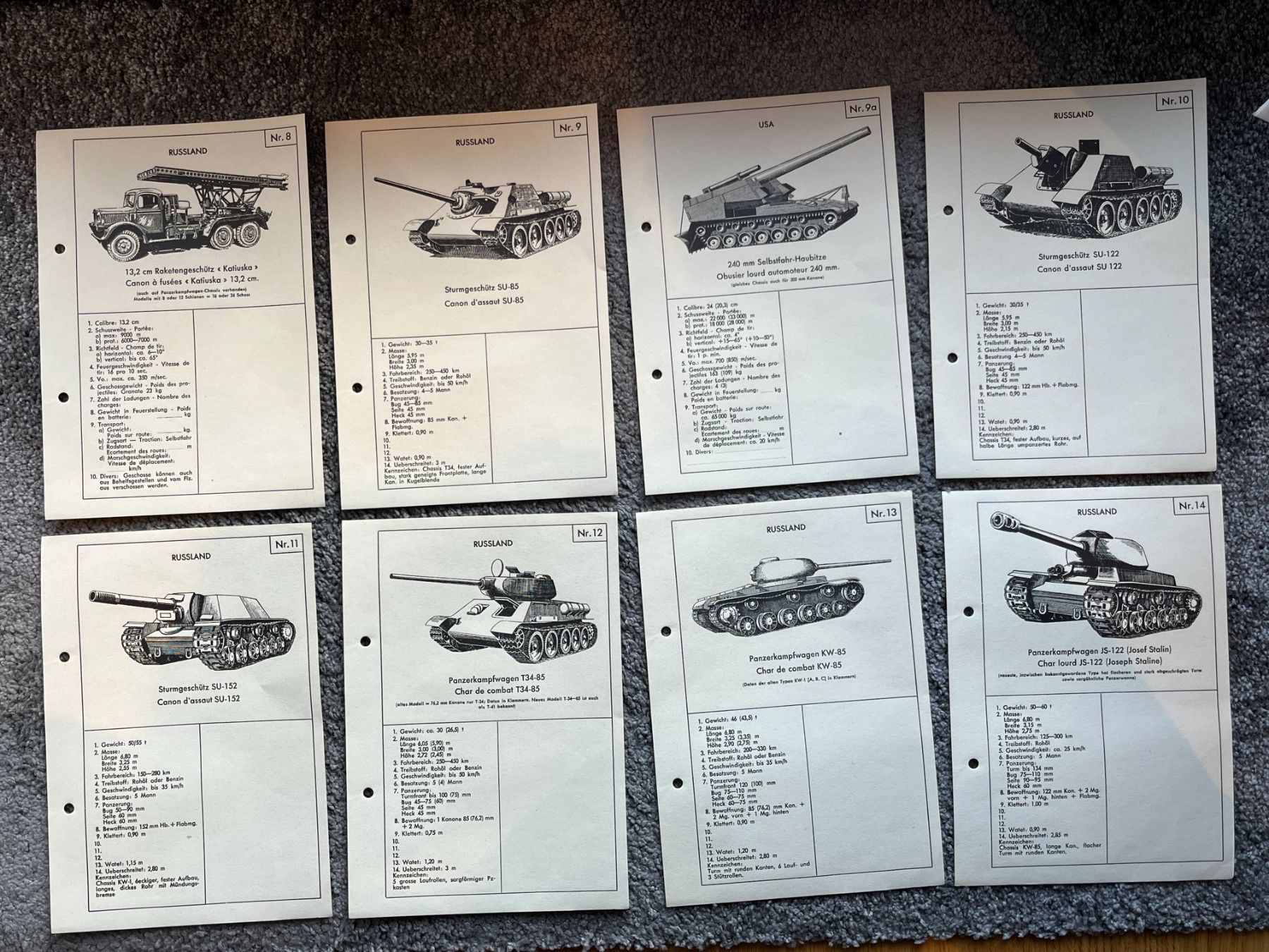 Geschütze + Panzerwagen, 2. WK, Nachtrag 6, 1947, 16 Blätter (Gebraucht ...