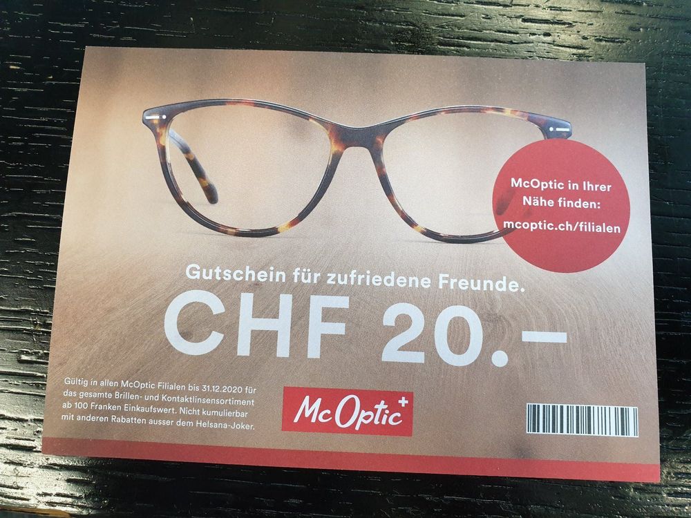20 CHF Gutschein Mc Optic | Kaufen auf Ricardo