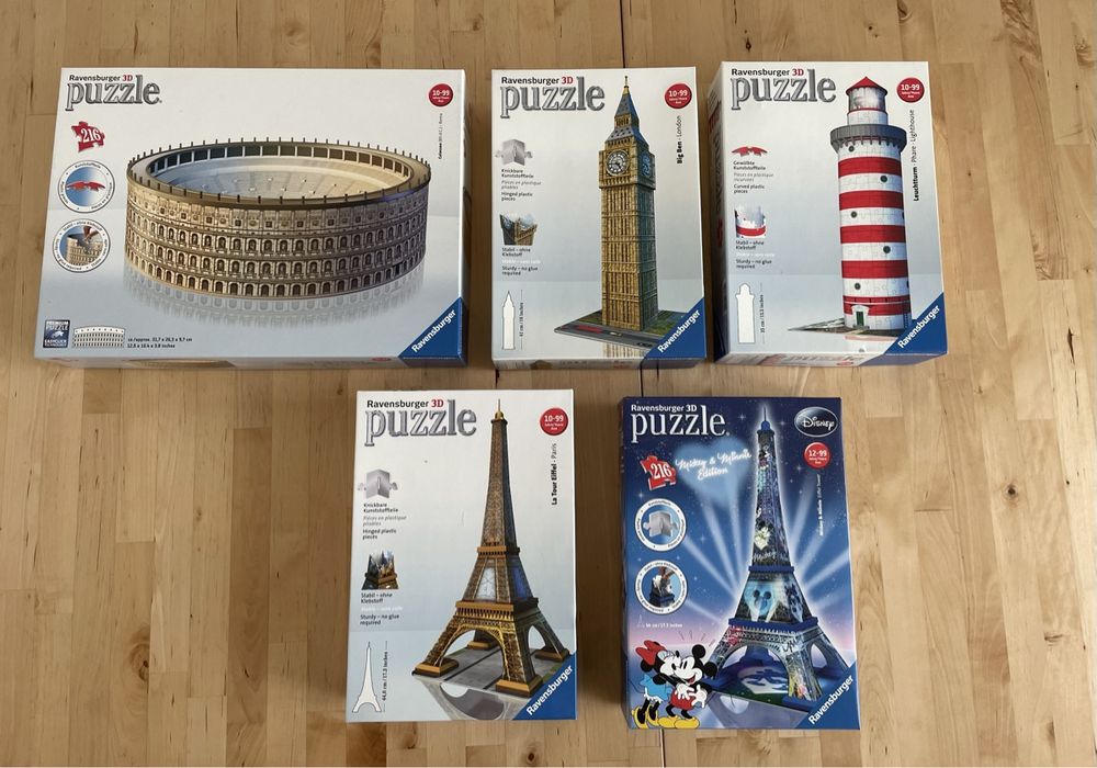 5 verschiedene 3D-Ravensburger Puzzles | Kaufen auf Ricardo