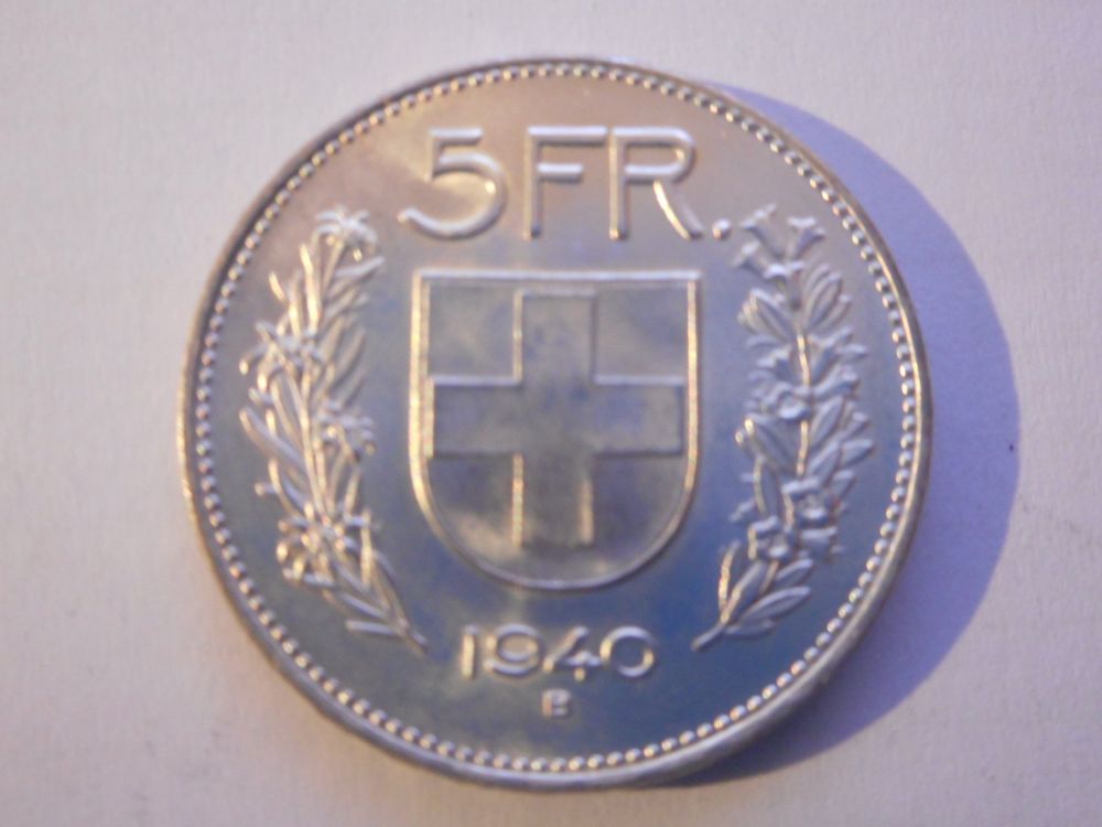 5 Franken 1940 B - Seltene Schweizer Münze - Top Zustand! (Neu (gemäss Beschreibung)) in ...
