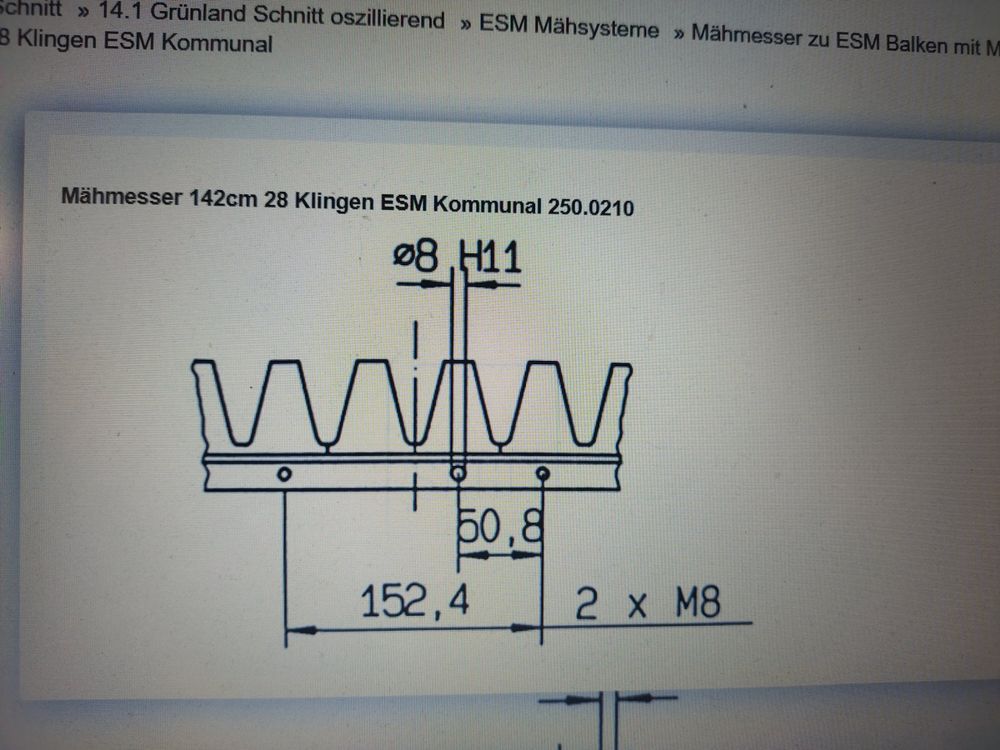 ESM Mähmesser 142cm 250.0210 (Neu (gemäss Beschreibung)) in Wichtrach ...