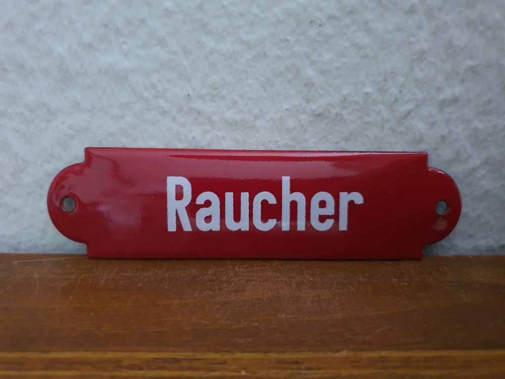 Emailschild Raucher Bahn Zug Tram Emaille Schild Vorsicht | Acheter sur Ricardo