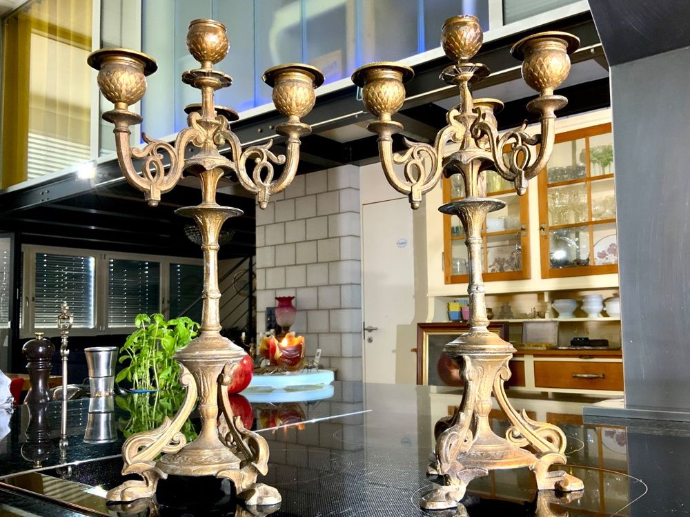 JUGENDSTIL 2 KERZENLEUCHTER BRONZE FRANKREICH UM 1900 | Kaufen auf Ricardo