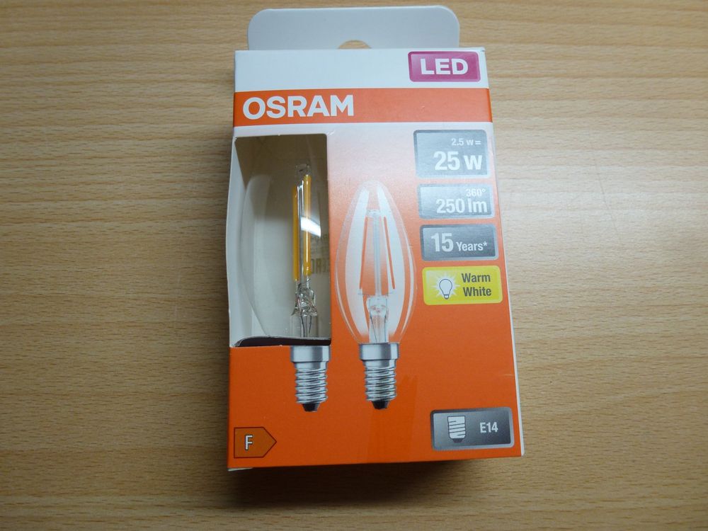 2St. LED E14 2,5W=25W 250lm Warm white Osram | Kaufen auf Ricardo