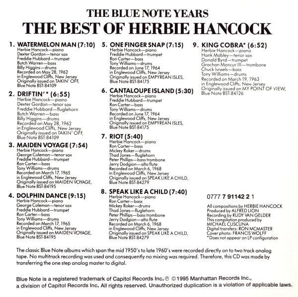 Herbie Hancock BEST OF Blue Note Years Grachan Moncur III CD (Gebraucht ...