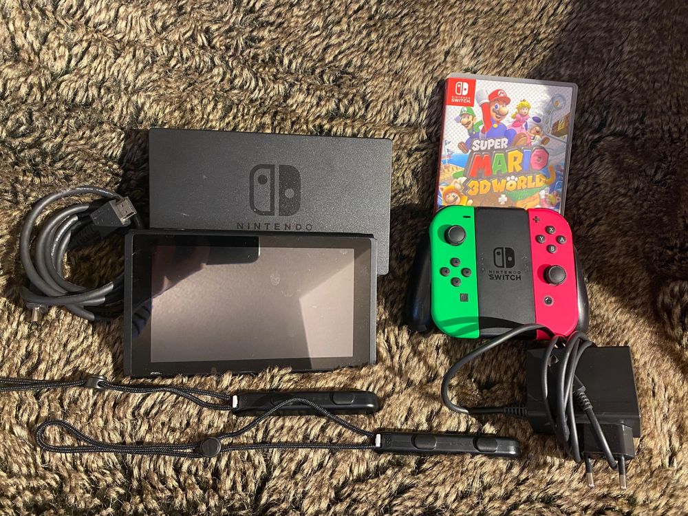 Nintendo Switch-Konsole Neon-Grün/Neon-Pink + Spiel (Gebraucht) in ...