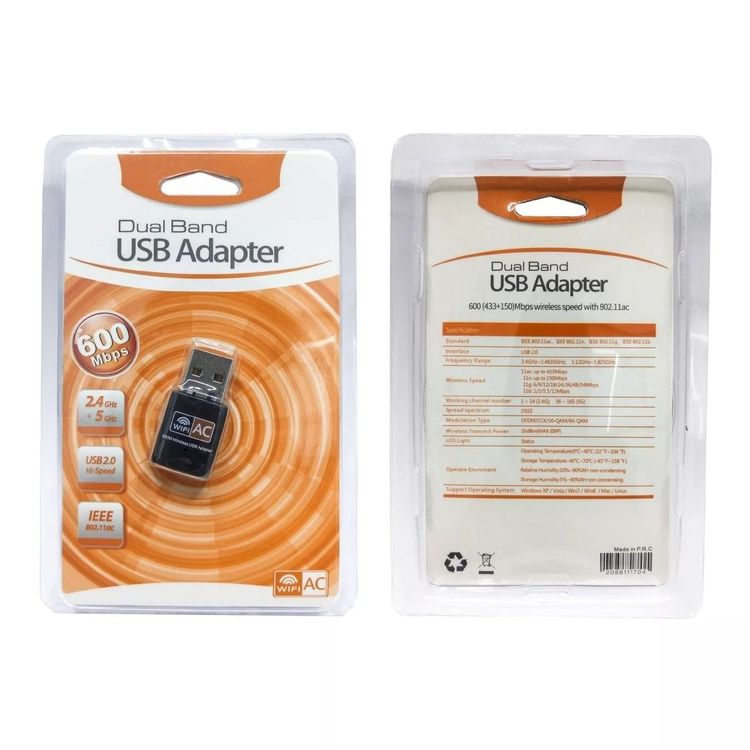 600Mbps WLAN USB WiFi AC Dongle Wireless Adapter 2.4GHz 5GHz (Neu ...