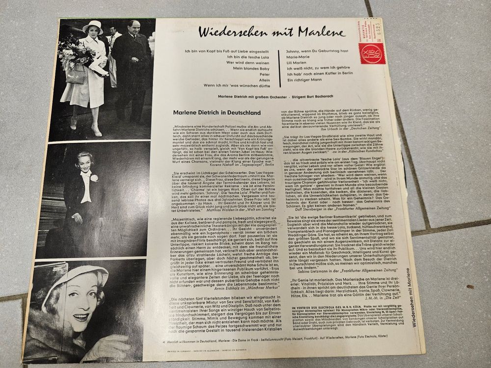 Marlene Dietrich Schallplatte "Wiedersehen mit Marlene" (Gebraucht) in ...