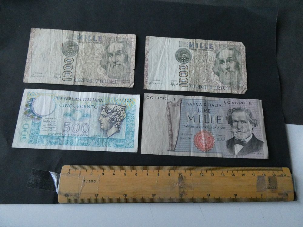 Italien, 4 alte Banknoten (Gebraucht) in Hinterforst für CHF 1 – mit ...