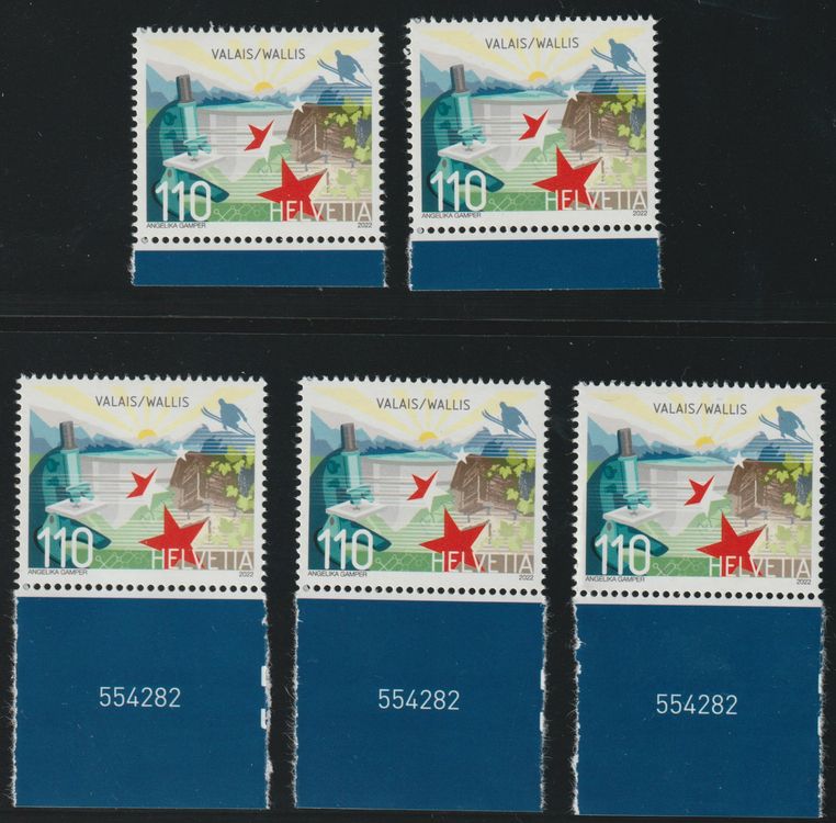 5-fach Kt. WALLIS: Aus Bogen "Mein Kanton - unsere Schweiz" (Gebraucht ...