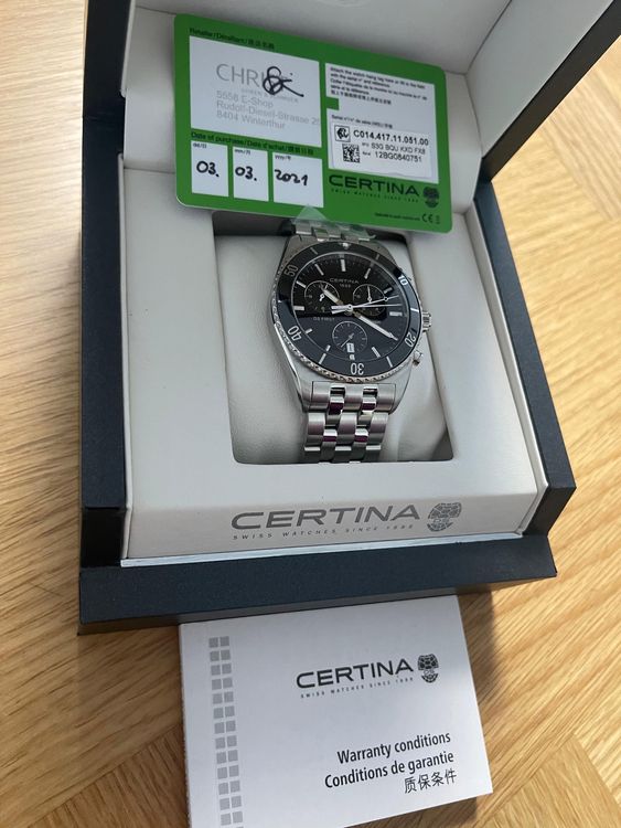 CERTINA DS FIRST CHRONOGRAPH SAPHIRE (Neu und originalverpackt) in Rorschach für CHF 336 – mit ...