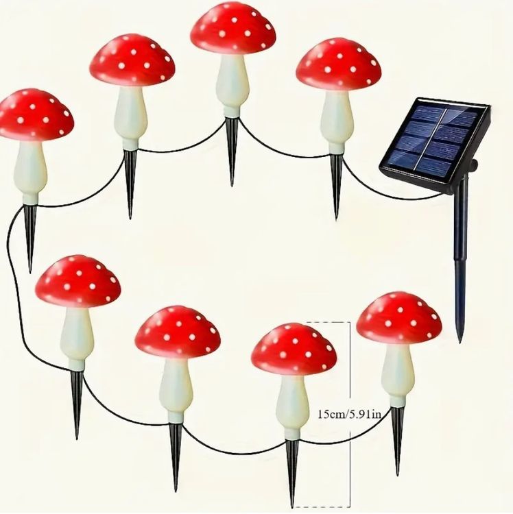 8er-Set Solarbetriebene rote Pilzlampen (Neu und originalverpackt) in ...