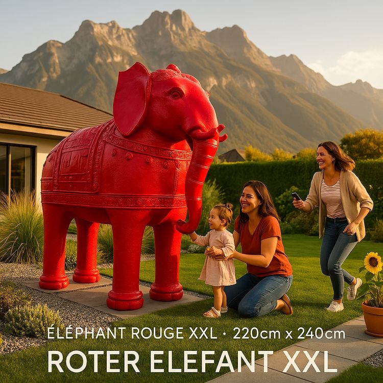 Éléphant rouge XXL décoratif jardin terrasse (Neu und originalverpackt ...