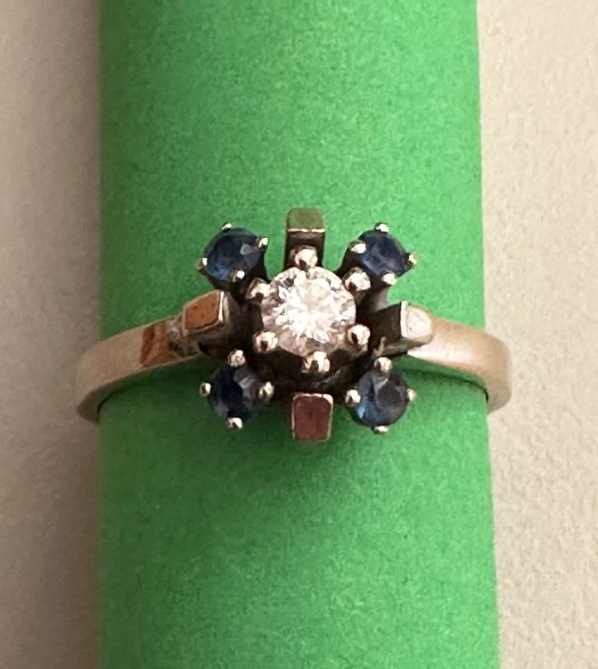 Vintage Goldring mit Diamant und Saphiren, Top Zustand! (Gebraucht) in ...