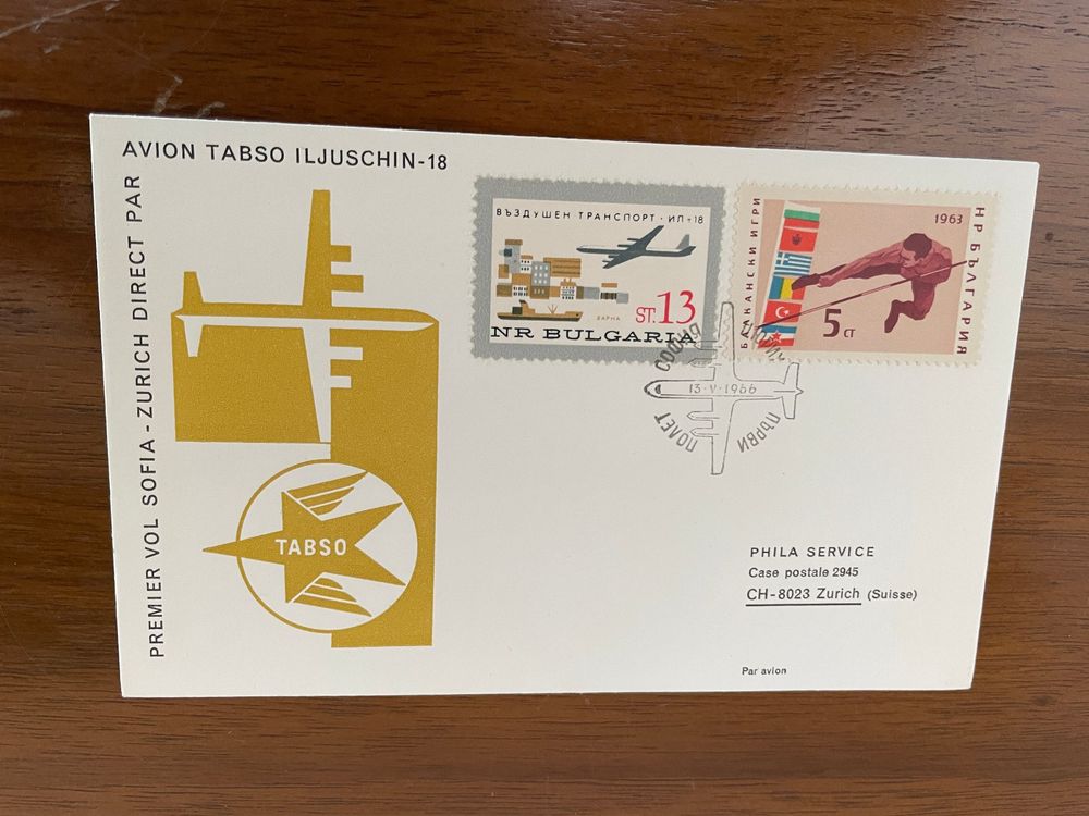 TABSO 1° FLUG SOFIA/VADUZ 13.5.66 (Gebraucht) in Monteggio für CHF 2 ...