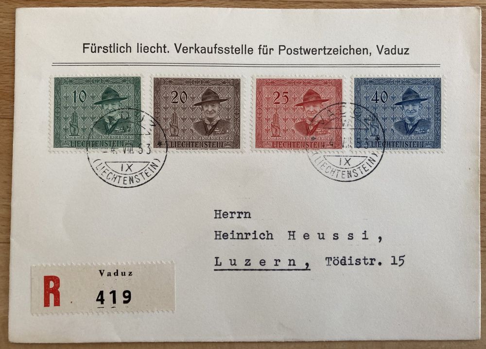 R-FDC FL 1953 Pfadfinder, SBK 160 Fr. (Gebraucht) in Flawil für CHF 24 – mit Lieferung auf ...