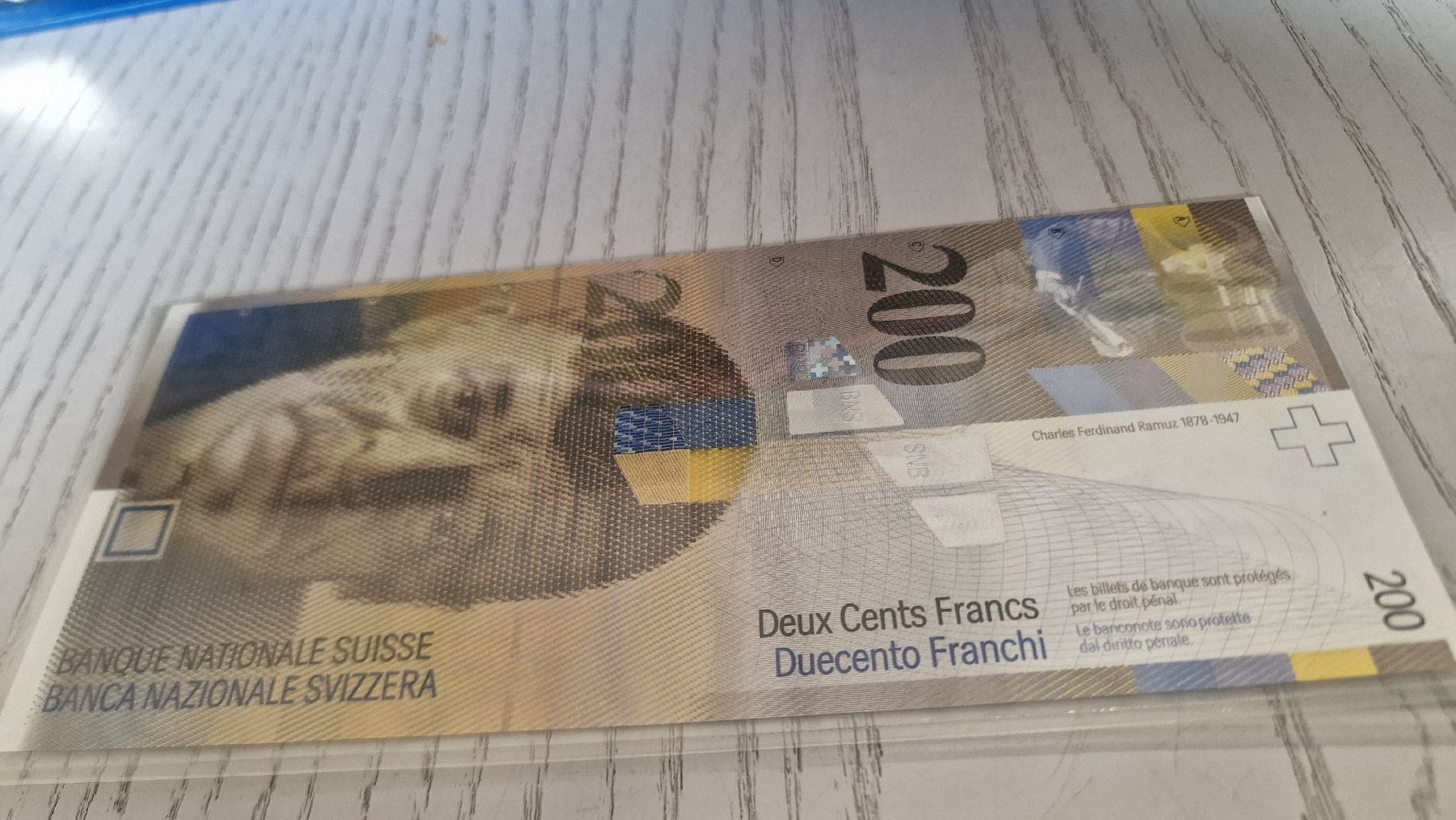 Schweizer Banknote, 200 CHF Schein mit Notizen, 2006 (Neu und ...