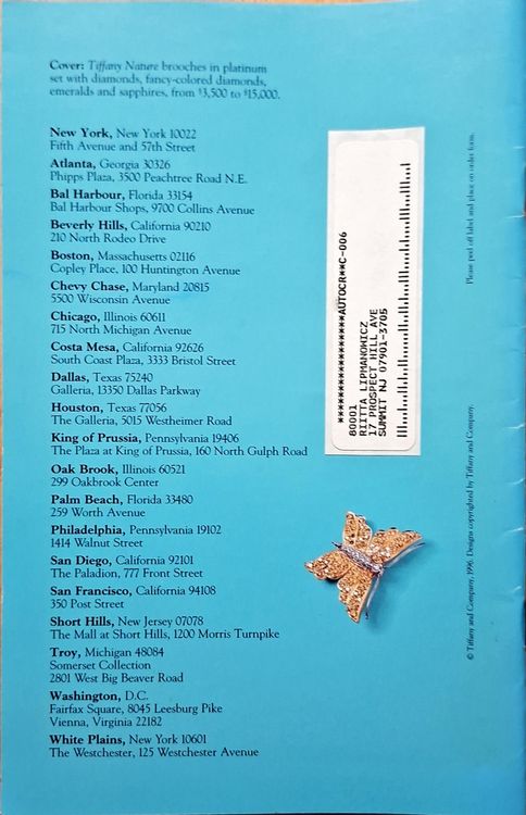 Tiffany & Co. Katalog Holiday Selections 1996 Vintage (Gebraucht) in ...