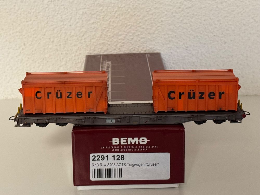 Bemo H0m RhB R-w 8208 ACTS Tragwagen Crüzer Pirovino Finish (Neu ...