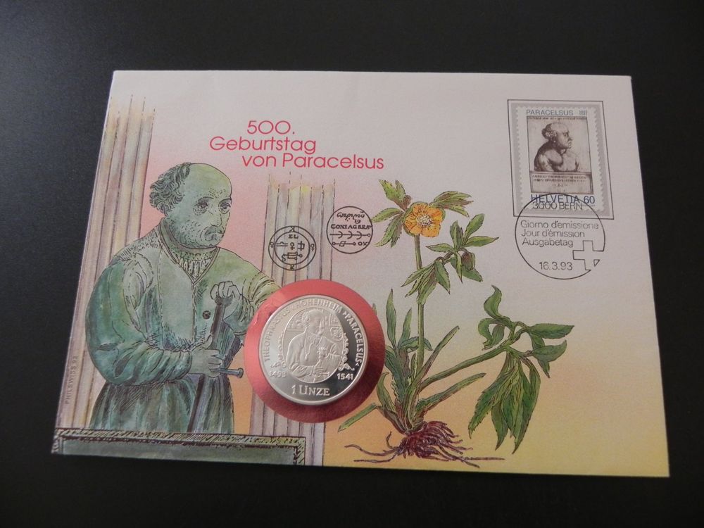 Münzbrief 500 Jahre Paracelsus 1993 Silber (0.999) 31.3g (Gebraucht) in ...