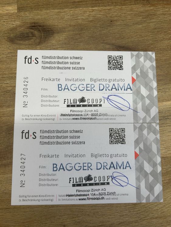 2 Kinotickets für dem Film Bagger Drama (Neu (gemäss Beschreibung)) in ...