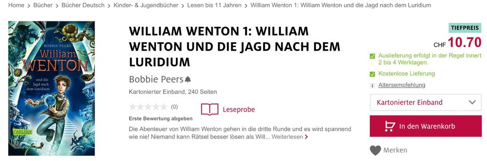 William Wenton und die Jagd nach dem Luridium, Bobbie Peers (Gebraucht ...