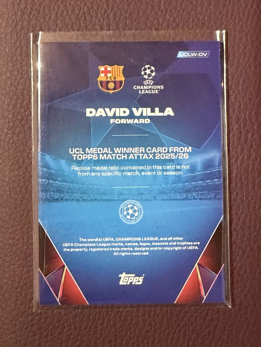 Topps David Villa UCL Medal Winner (Neu (gemäss Beschreibung)) in Au SG ...