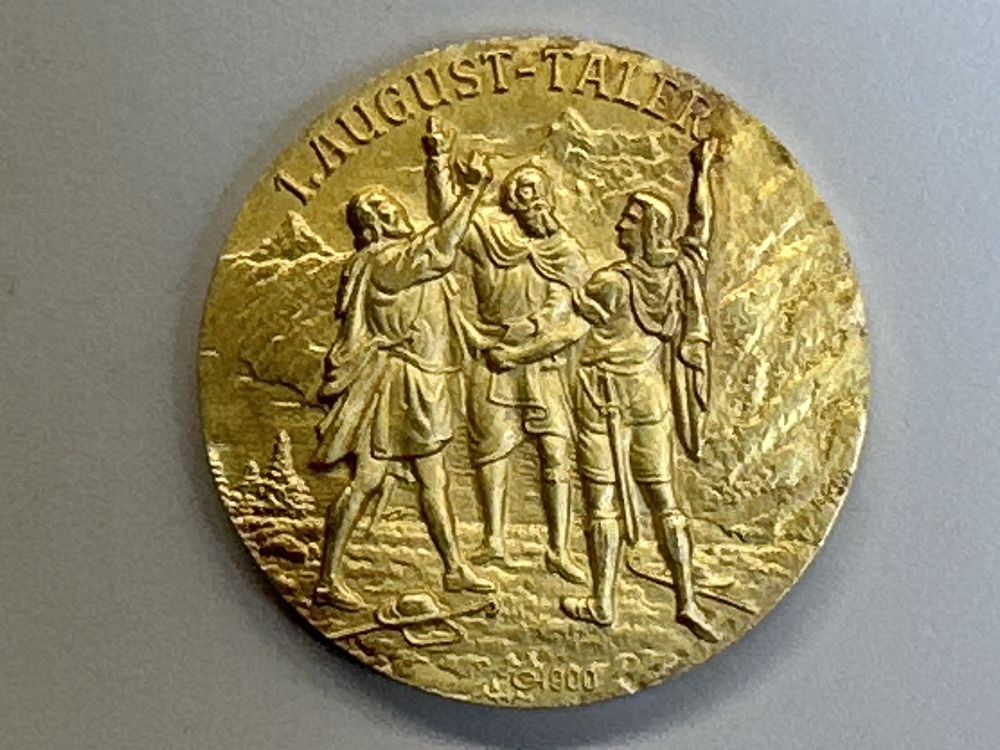 Medaille Silber 900 18,9 g vergoldet 1. August-Taler (Neu (gemäss Beschreibung)) in Herisau für ...