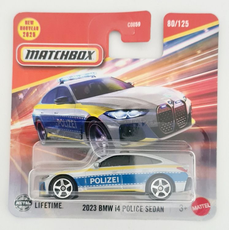 Matchbox 2023 BMW i4 Sedan Police / Polizei (Neu und originalverpackt ...