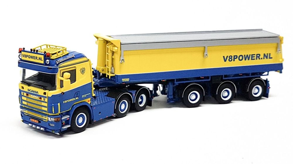 1:50 WSI Scania 144 530 mit Kippauflieger "V8power" (Neu und ...
