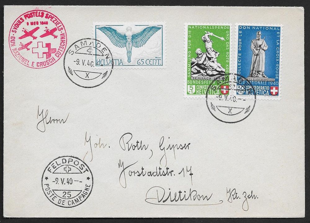 1940 Brief RotKreuz Samaden o Feldpost 25 top frank. ab 1.- (Gebraucht ...