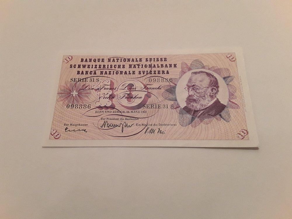 10er Note Schweiz 1963 neuwertig Top! (Neu (gemäss Beschreibung)) in ...