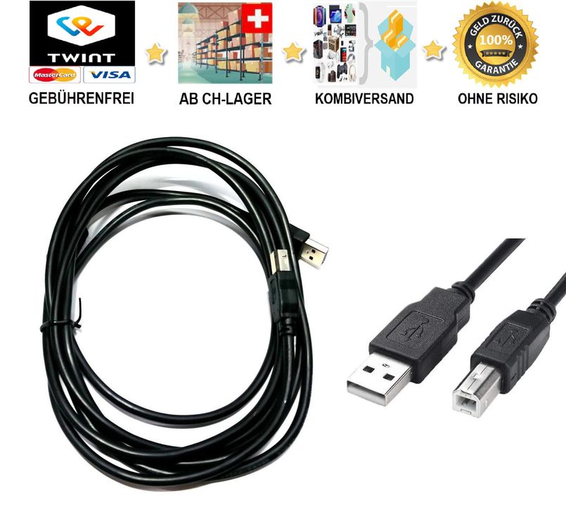 1.5m USB 2.0 Datenkabel / Druckerkabel USB A- USB-B (Neu und ...